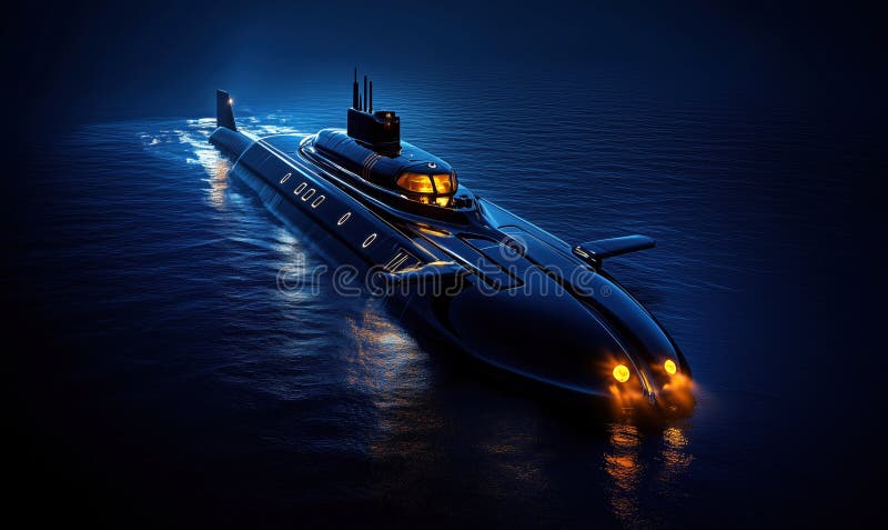 Futuristic Submarine Gliding through Dark Waters, Sleek Design ...