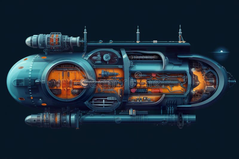 A Futuristic Submarine with a Large Engine. Generative AI Image. Stock ...
