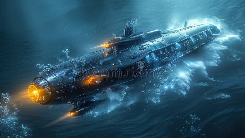 A Futuristic Submarine in the Ocean. Modern Submarine Stock Image ...