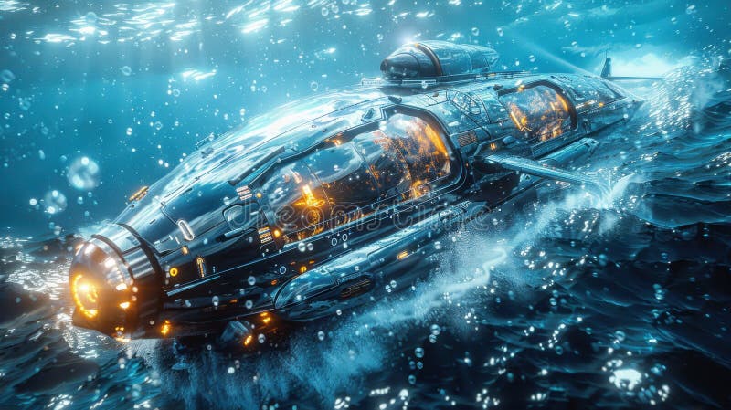A Futuristic Submarine in the Ocean. Modern Submarine Stock Image ...