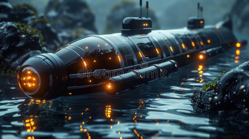 A Futuristic Submarine in the Ocean. Modern Submarine Stock Photo ...