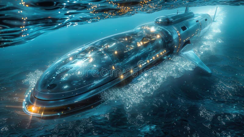 A Futuristic Submarine in the Ocean. Modern Submarine Stock Image ...
