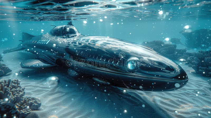 A Futuristic Submarine in the Ocean. Modern Submarine Stock Photo ...