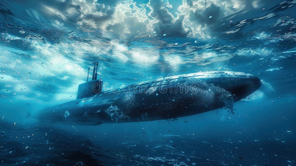 A Futuristic Submarine in the Ocean. Modern Submarine Stock Image ...