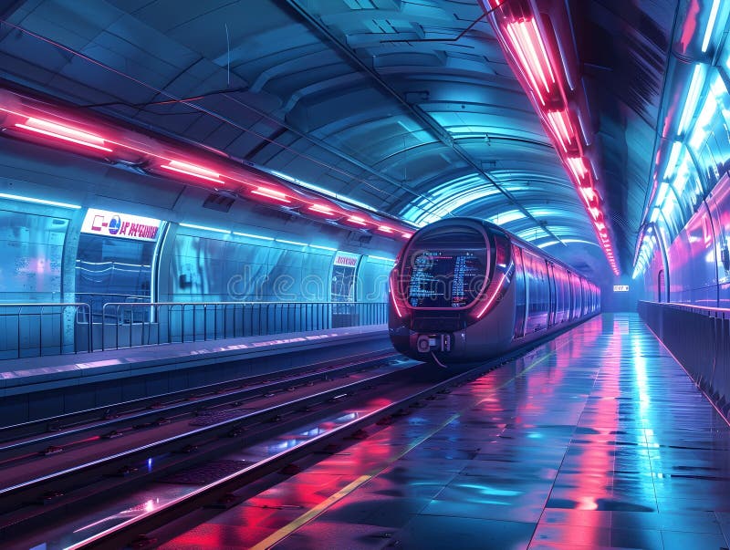 Futuristic Subterranean Transit System with Holographic Displays and ...
