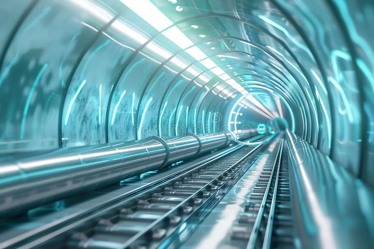 Futuristic Transportation Tunnel Subway, Hyperloop, Modern Rail System Stock Illustration ...