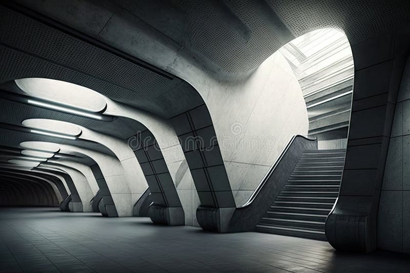 Futuristic Subway Station with Sleek Design and Advanced Technology ...
