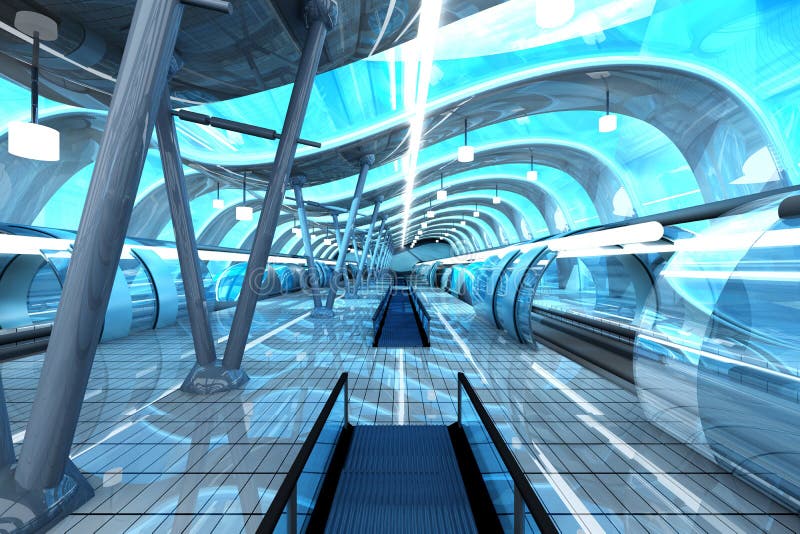 Futuristic Subway Station stock illustration. Illustration of hall ...