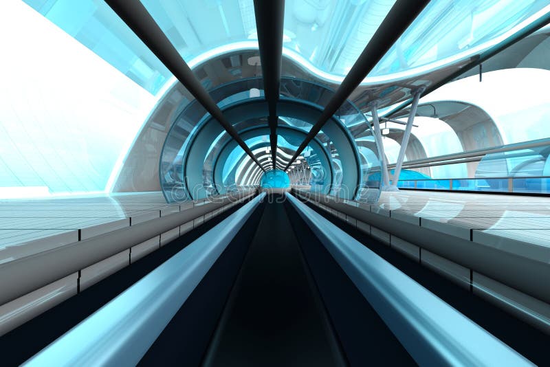 Futuristic Subway Station stock illustration. Illustration of floor ...