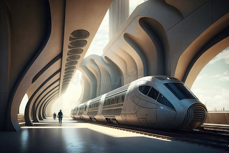 Futuristic Subway System, with Sleek and Modern Trains and Futuristic ...