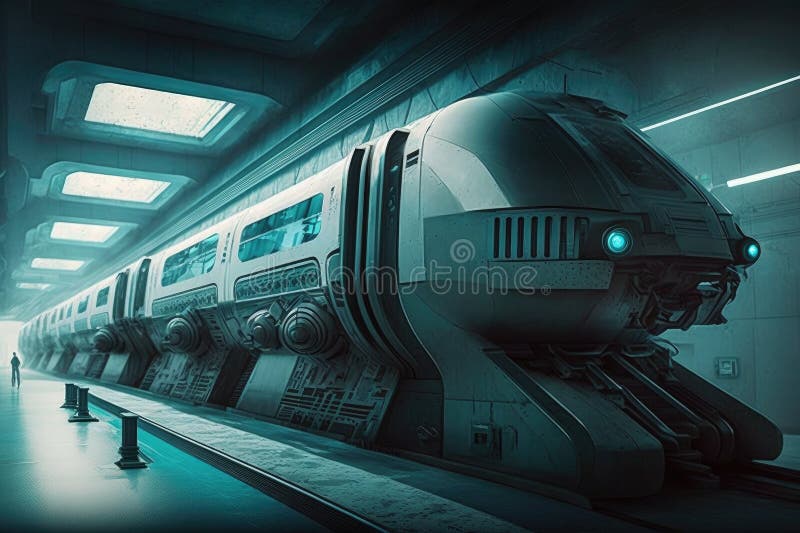 Futuristic Subway System, with Sleek and Modern Trains and Futuristic ...