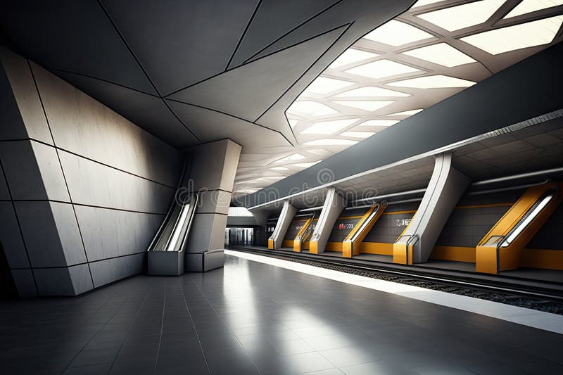 Futuristic Subway or Train Station with Sleek and Modern Design ...