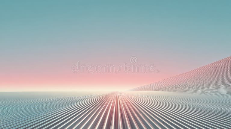 Futuristic Sunset Landscape with Abstract Geometric Patterns and Smooth ...