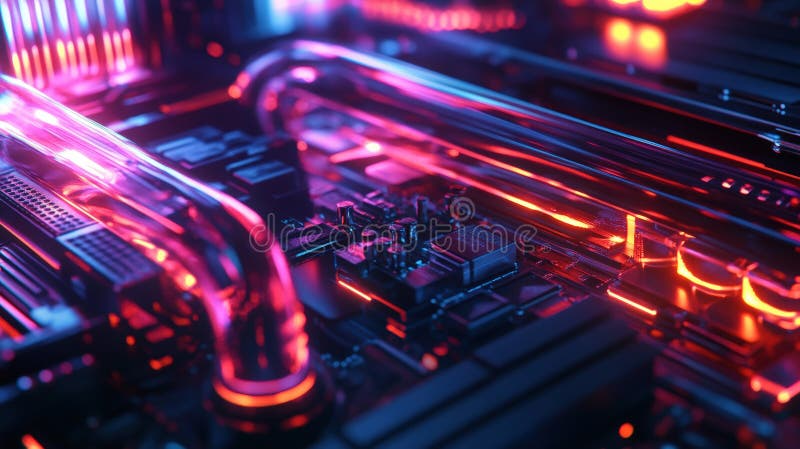 Futuristic Supercomputer Featuring Advanced Liquid Cooling System with ...