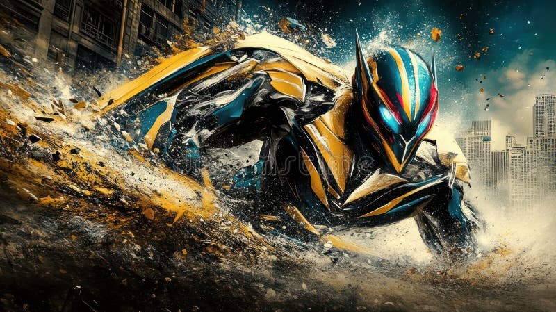 A Futuristic Superhero in a Dynamic Pose, Showcasing Advanced Armor in ...