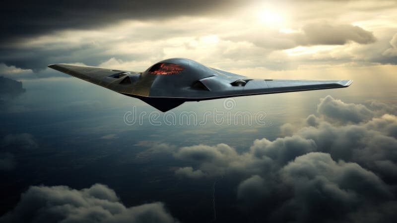 Futuristic Supersonic Fighter Aircraft Flying at Sunrise Stock Image ...