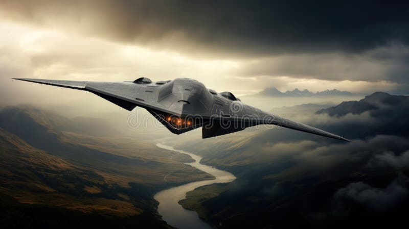 Futuristic Supersonic Fighter Aircraft Flying at Sunrise Stock Image ...