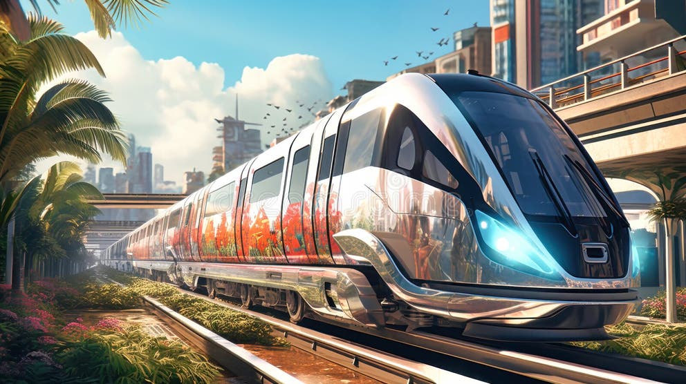 Futuristic Supersonic Train or Hyperloop Ultrasonic Train Capsule with ...