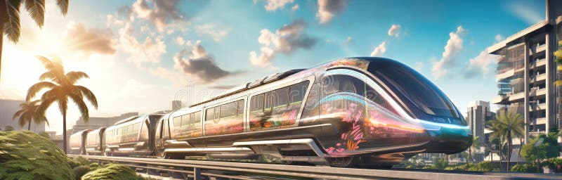 Futuristic Supersonic Train or Hyperloop Ultrasonic Train Capsule with ...