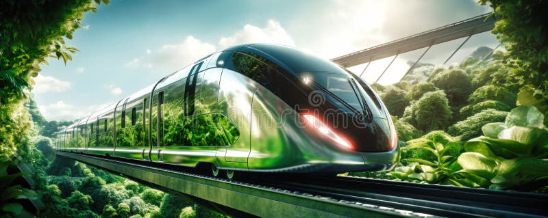 Futuristic Supersonic Train or Hyperloop Ultrasonic Train Capsule with ...