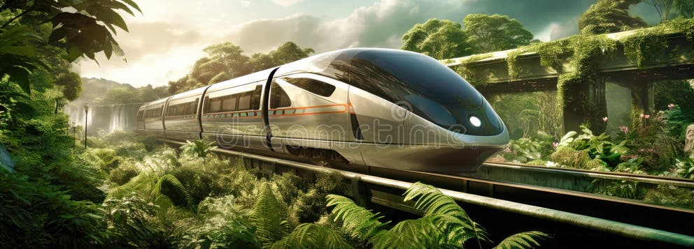 Futuristic Supersonic Train or Hyperloop Ultrasonic Train Capsule with ...