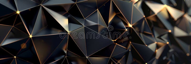 Futuristic Surface of Modern Golden Black Triangles. Polygon Structure ...
