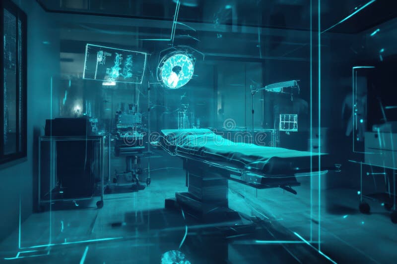 High-tech Surgical Room with Holographic Displays and Advanced Medical ...