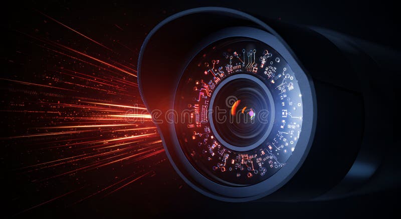 Futuristic Surveillance Camera with Digital Circuit and Light Beams ...