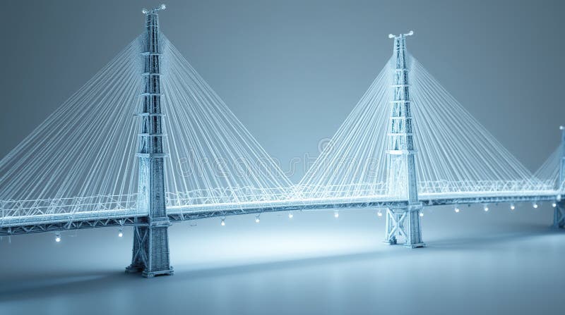 Futuristic Suspension Bridge Illustrated As a Three-Dimensional ...