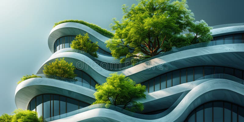 Futuristic Sustainable Abstract Architecture Showcasing Minimal Design ...