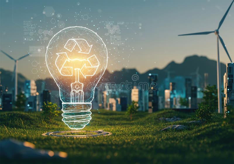 Futuristic Sustainable Development Concept with Glowing Low Polygonal ...