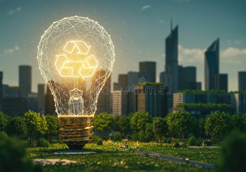 Futuristic Sustainable Development Concept with Glowing Low Polygonal ...