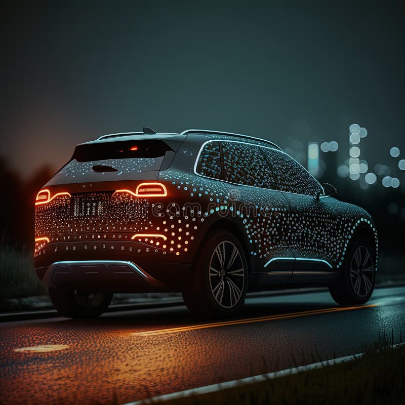 Futuristic SUV Driving on a Road. Generative AI Stock Illustration ...