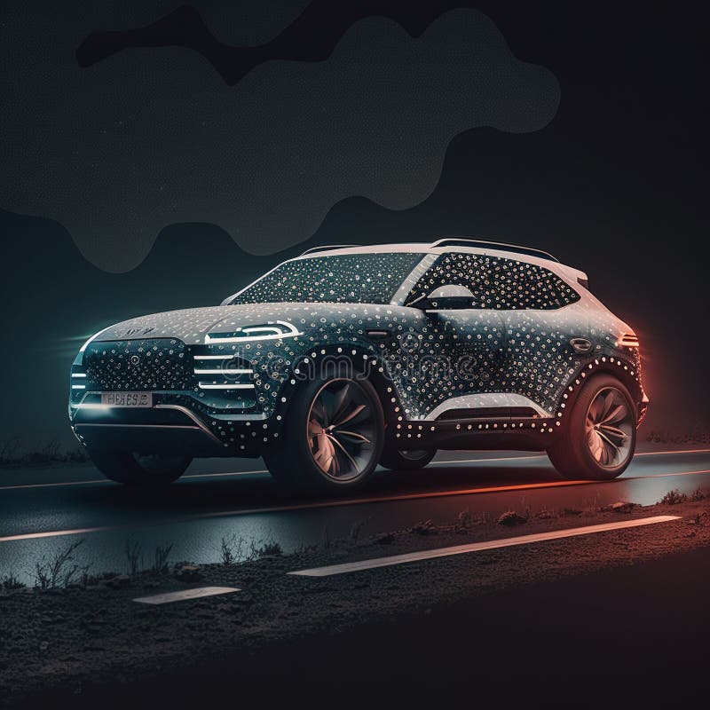 Futuristic SUV Driving on a Road. Generative AI Stock Illustration ...