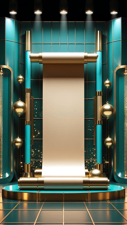 Futuristic Symmetrical Stage Design with Central Scroll-Like Element ...