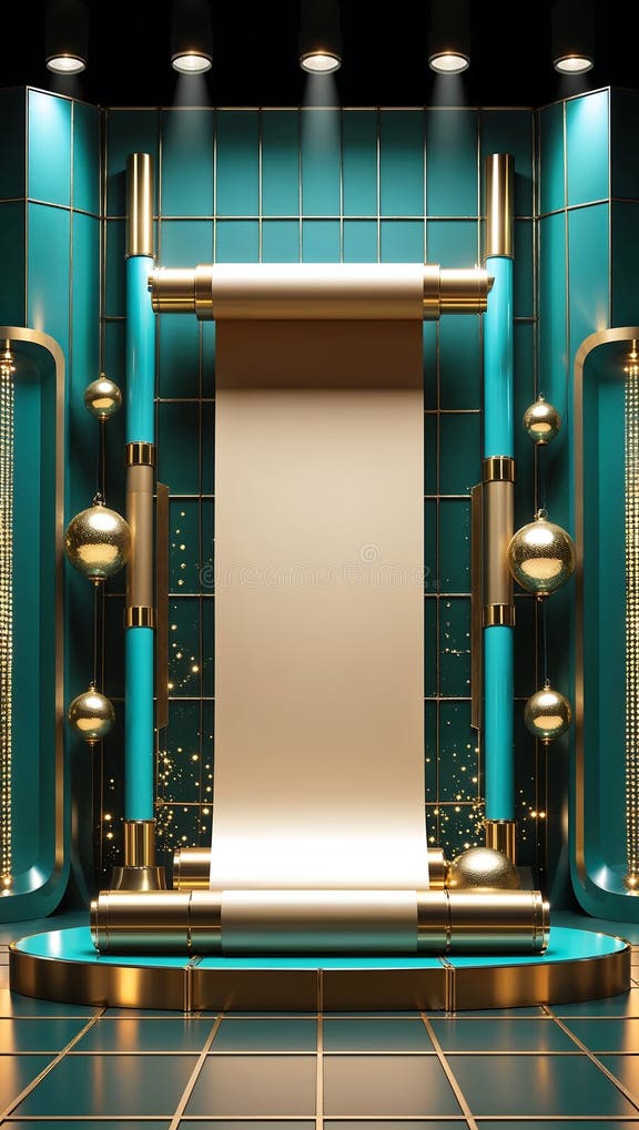 Futuristic Symmetrical Stage Design with Central Scroll-Like Element ...