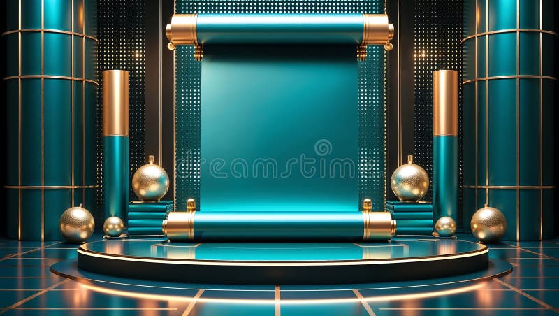 Futuristic Symmetrical Stage Design with Central Scroll-Like Element ...