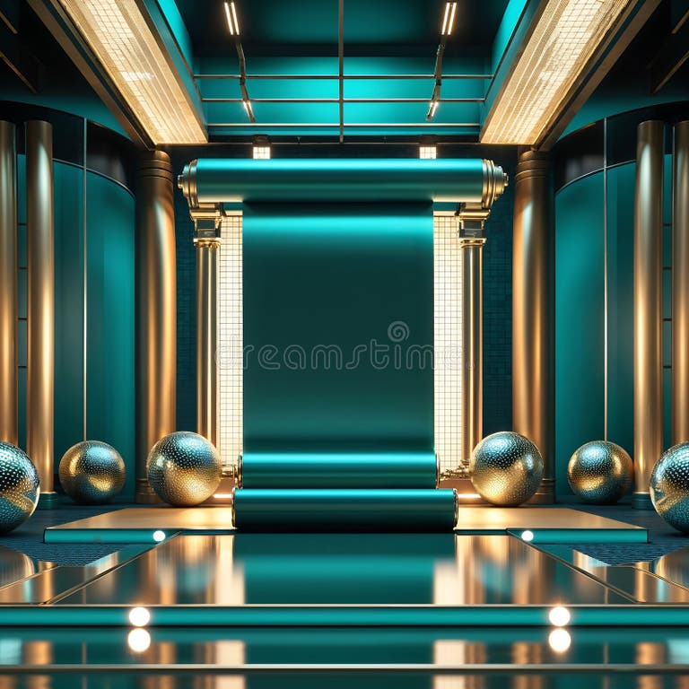 Futuristic Symmetrical Stage Design with Central Scroll-Like Element ...