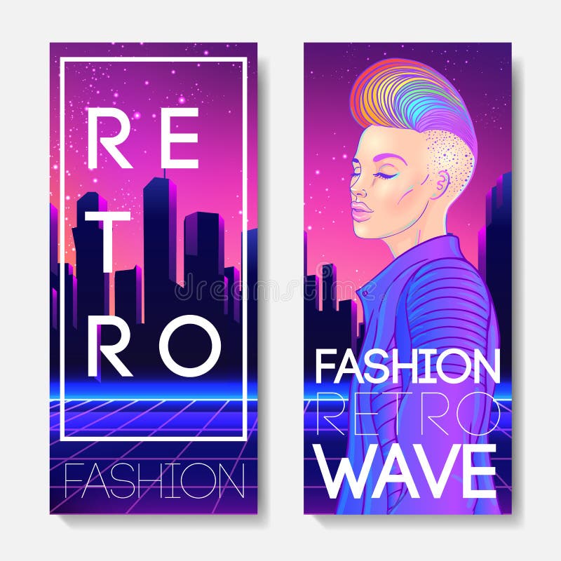 Futuristic Synth Wave Style. Retroparty Flyer Template Stock Vector ...