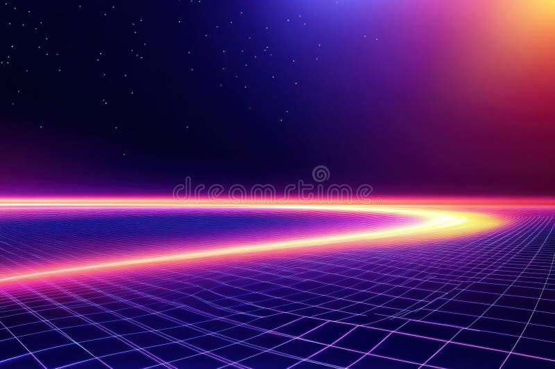Futuristic Synthwave Grid Background: Abstract Trendy Colored ...