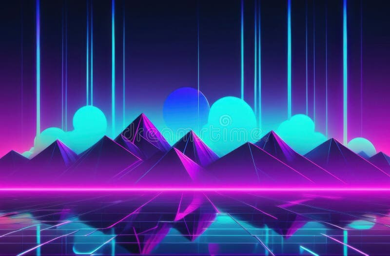 Futuristic Synthwave Holographic Retro Wallpaper Stock Illustration ...