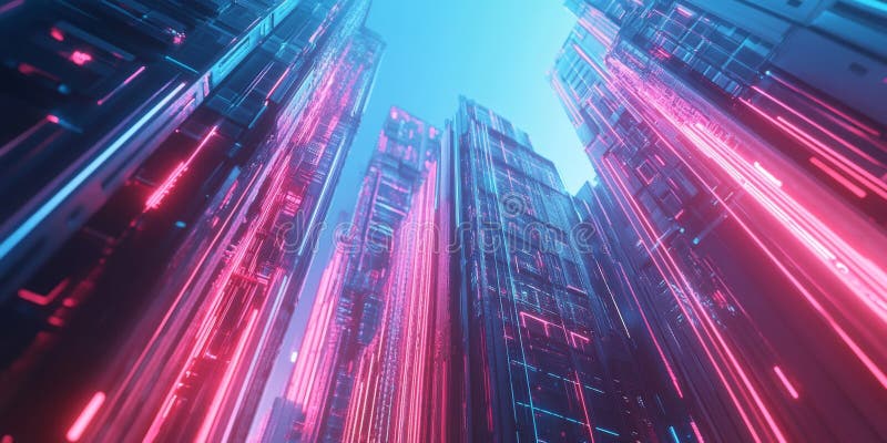 Futuristic Synthwave Skyscraper in a Conceptual Style Stock ...