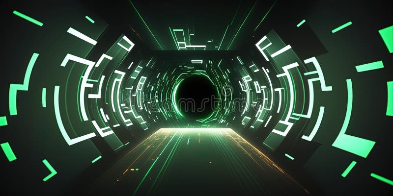 Futuristic System Connection Technology Background with Neon Light ...