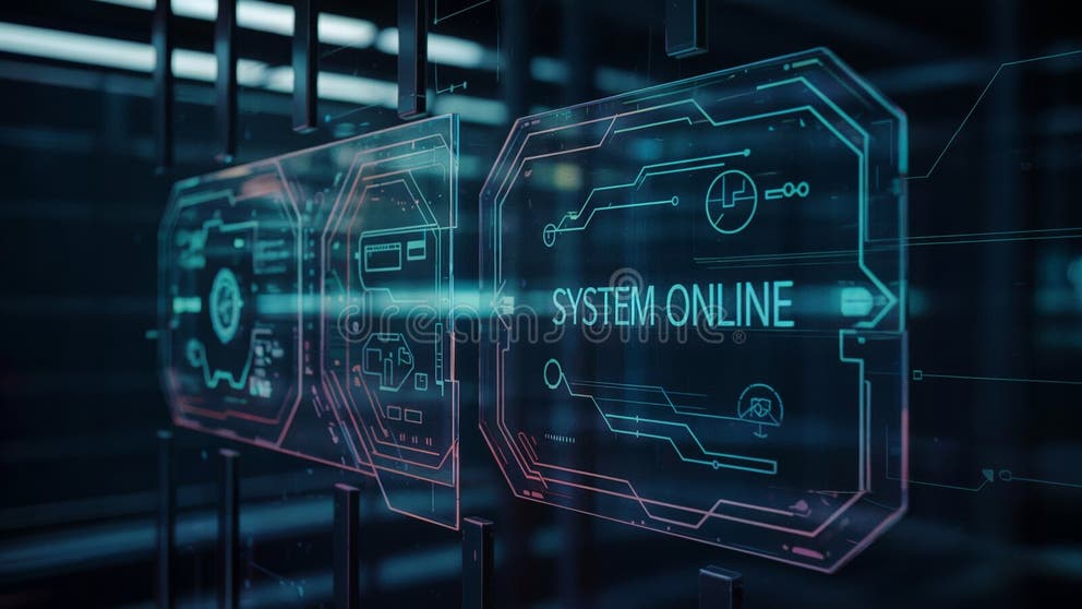Futuristic System Online Interface Displaying Data and Connections in ...