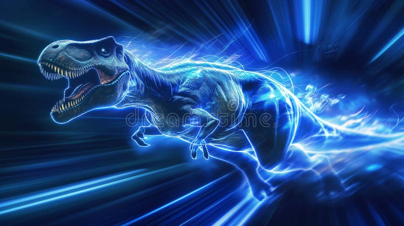 Futuristic T-Rex in Neon Blue Stock Photo - Image of blue, dinosaur ...