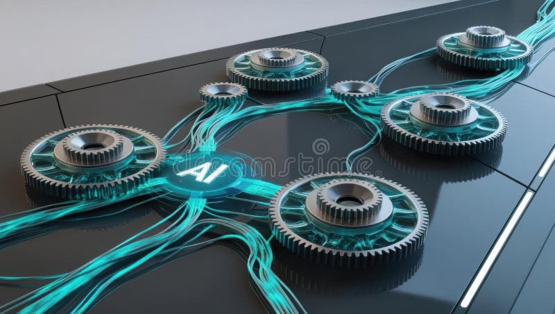 Futuristic Table Displaying Intricate Gears and Mechanical Components ...