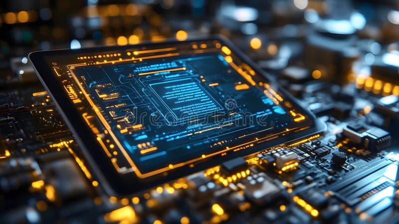 Futuristic Tablet with a Glowing Digital Interface Integrated into a ...