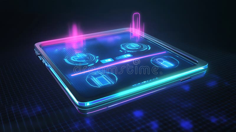Futuristic Tablet Interface with Holographic UI Stock Illustration ...
