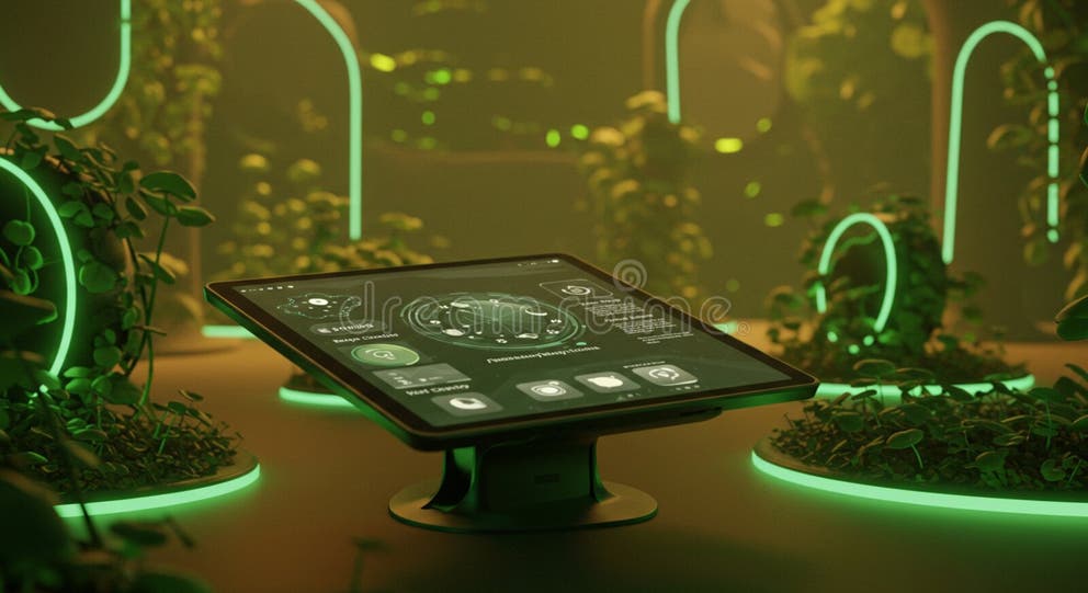Futuristic Tablet Interface in a Vibrant, Modern Environment with ...