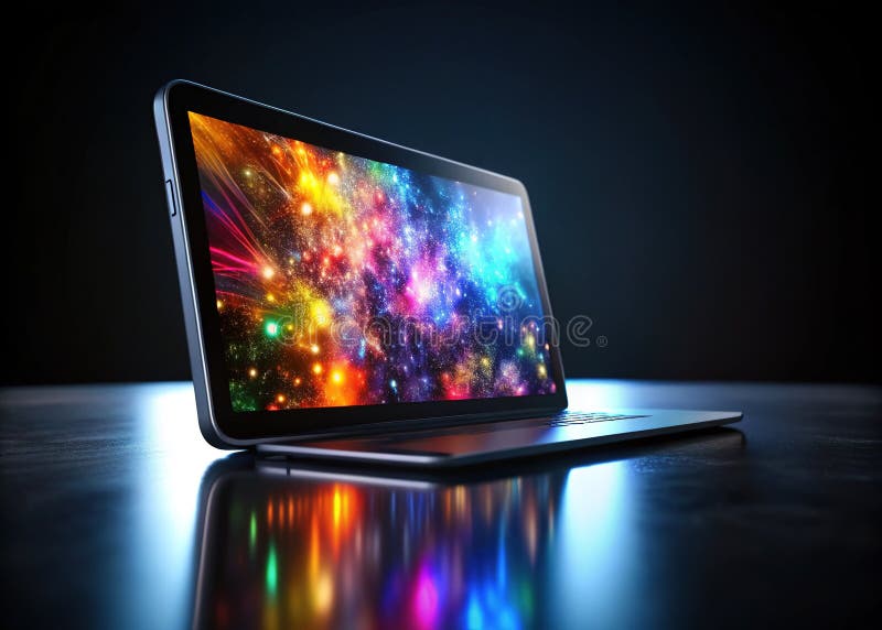 Futuristic Tablet Showcase Generative AI Video App on a Dark Background ...